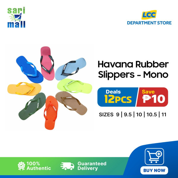 (LCC) Havana Rubber Slippers Mono Size - Bundle of 12pcs